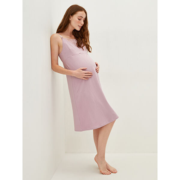 LCW DREAM Dantelli V Yaka Askılı Hamile Gecelik
