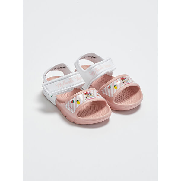 Minnie Mouse Lisanslı Cırt Cırtlı Kız Bebek Sandalet