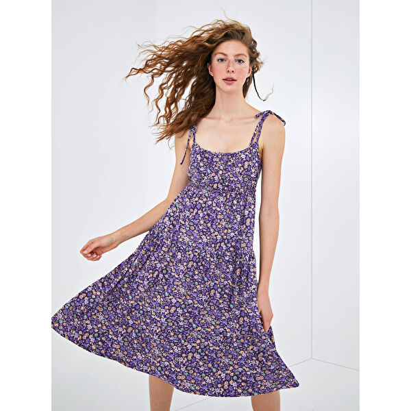 XSIDE Askılı Çiçek Baskılı Viskon Kadın Elbise