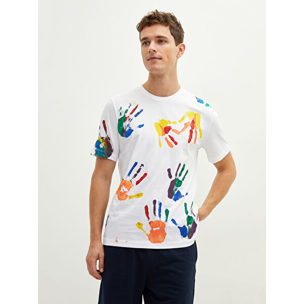 LCW BASIC Bisiklet Yaka Kısa Kollu Basic Penye Erkek Tişört + Boya Hediyeli