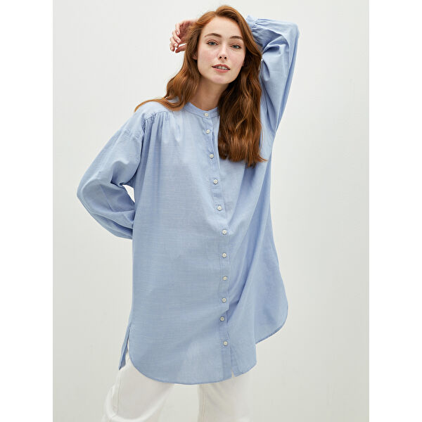 LCW CLASSIC Hakim Yaka Düz Uzun Kollu Pamuklu Kadın Tunik