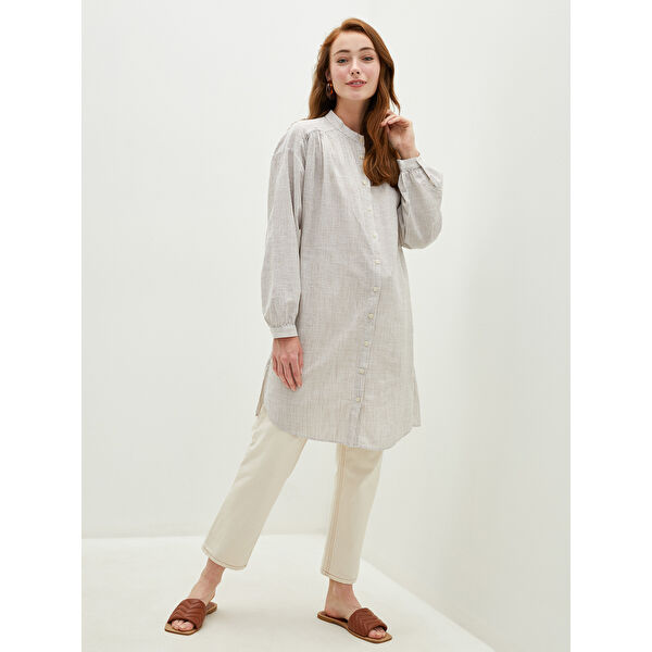 LCW CLASSIC Hakim Yaka Çizgili Uzun Kollu Pamuklu Kadın Tunik