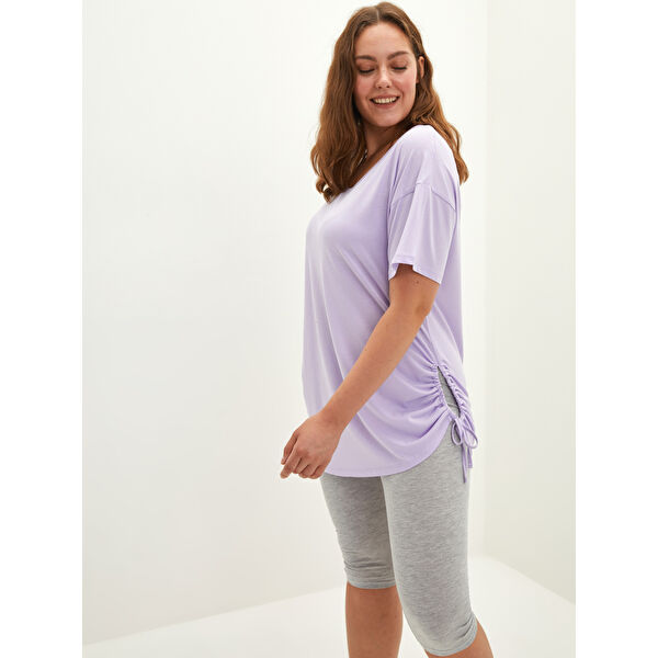 LCW DREAM Bisiklet Yaka Düz Kısa Kollu Büyük Beden Kadın Caprili Pijama Takımı LCW DREAM Bisiklet Yaka Düz Kısa Kollu Büyük Beden Kadın Caprili Pijama Takımı