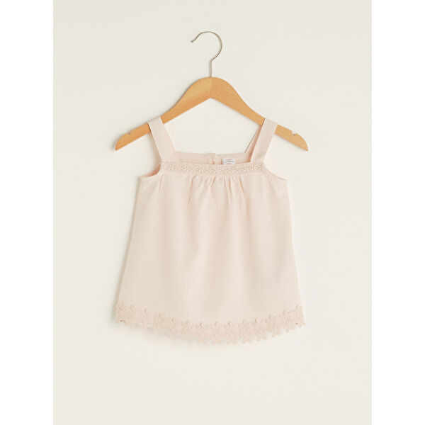 Kare Yaka Askılı Kız Bebek Bluz