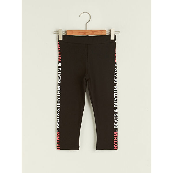 Beli Lastikli Yazı Baskılı Pamuklu Kız Çocuk Uzun Tayt Beli Lastikli Yazı Baskılı Pamuklu Kız Çocuk Uzun Tayt