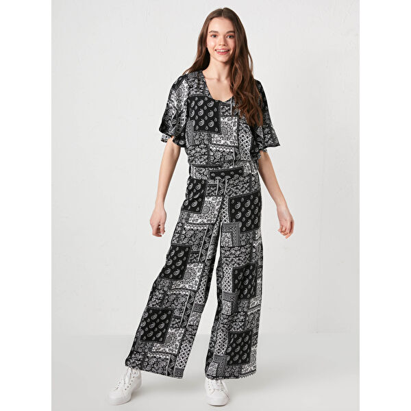 LCW CASUAL Beli Lastikli Baskılı Geniş Paça Viskon Pantolon LCW CASUAL Beli Lastikli Baskılı Geniş Paça Viskon Pantolon