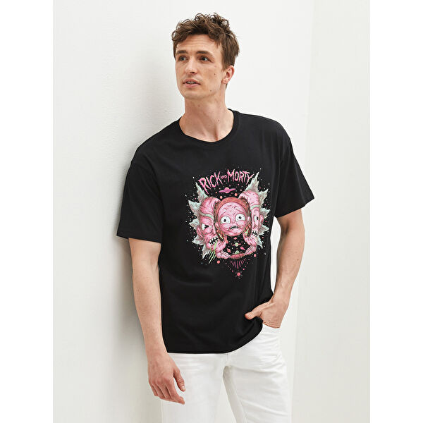 LCW CASUAL Bisiklet Yaka Rick and Morty Baskılı Penye Erkek Tişört