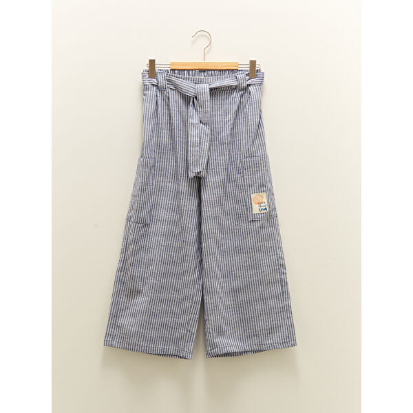 Beli Lastikli Çizgili Geniş Paça Kız Çocuk Capri Beli Lastikli Çizgili Geniş Paça Kız Çocuk Capri