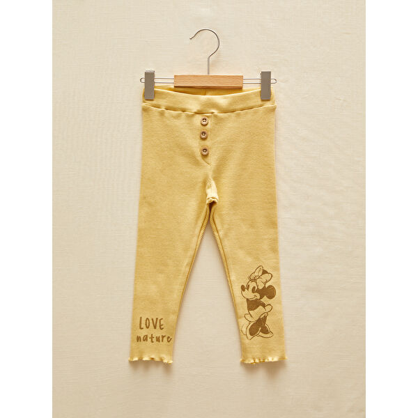 Beli Lastikli Minnie Mouse Baskılı Organik Pamuklu Kız Bebek Tayt Beli Lastikli Minnie Mouse Baskılı Organik Pamuklu Kız Bebek Tayt