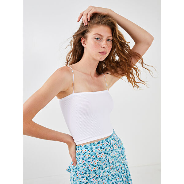 XSIDE İp Askılı Düz Crop Kadın Dikişsiz Atlet