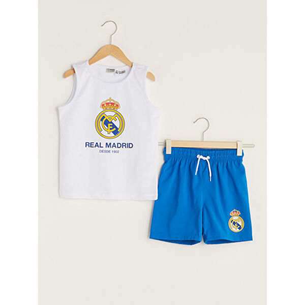 Bisiklet Yaka Real Madrid Baskılı Erkek Çocuk Yüzme Takım Bisiklet Yaka Real Madrid Baskılı Erkek Çocuk Yüzme Takım