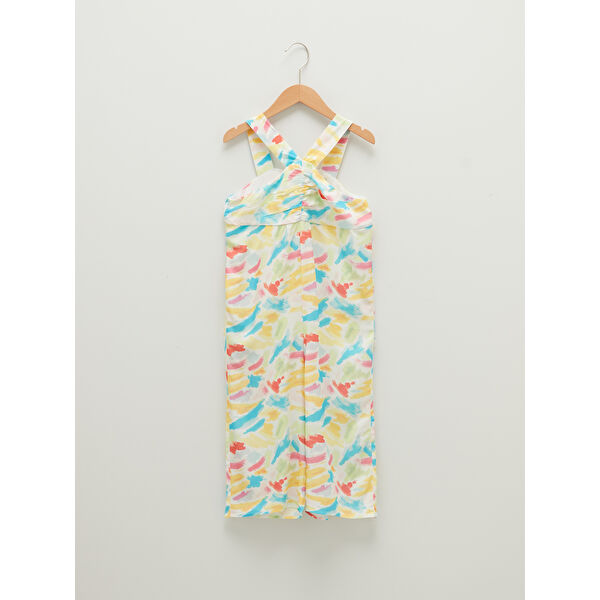 Desenli Askılı Viskon Kız Çocuk Tulum Desenli Askılı Viskon Kız Çocuk Tulum