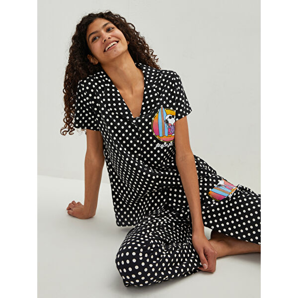 LCW DREAM Gömlek Yaka Snoopy Baskılı Kısa Kollu Pamuklu Kadın Pijama Takımı LCW DREAM Gömlek Yaka Snoopy Baskılı Kısa Kollu Pamuklu Kadın Pijama Takımı