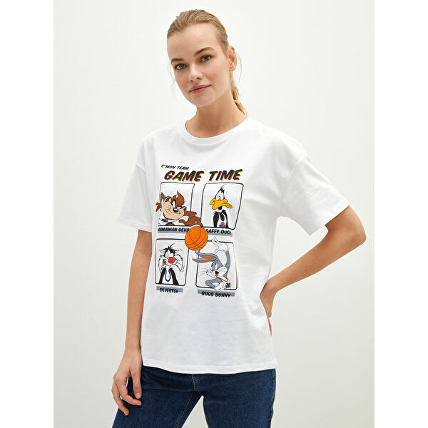 LCW CASUAL Bisiklet Yaka Space Jam Baskılı Kısa Kollu Pamuklu Kadın Tişört LCW CASUAL Bisiklet Yaka Space Jam Baskılı Kısa Kollu Pamuklu Kadın Tişört