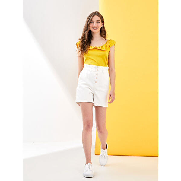 LCW CASUAL Beli Lastikli Cep Detaylı Kadın Jean Şort