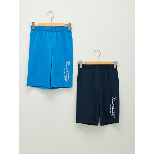 Beli Lastikli Baskılı Pamuklu Erkek Çocuk Pijama Şort 2'li