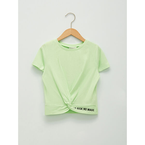 Bisiklet Yaka Slogan Yazı Baskılı Kısa Kollu Pamuklu Kız Çocuk Tişört Bisiklet Yaka Slogan Yazı Baskılı Kısa Kollu Pamuklu Kız Çocuk Tişört