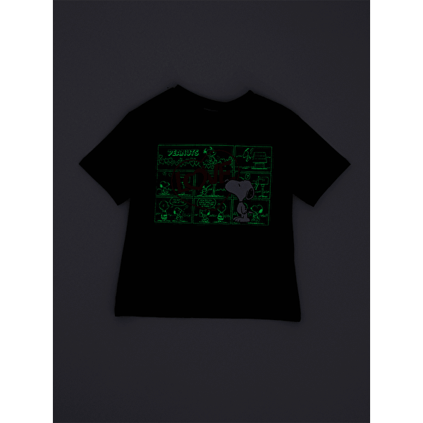 Bisiklet Yaka Snoopy Baskılı Kısa Kollu Pamuklu Kız Çocuk Tişört