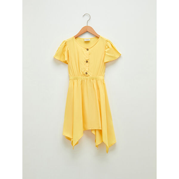 Bisiklet Yaka Basic Kısa Kollu Viskon Kız Çocuk Asimetrik Elbise Bisiklet Yaka Basic Kısa Kollu Viskon Kız Çocuk Asimetrik Elbise