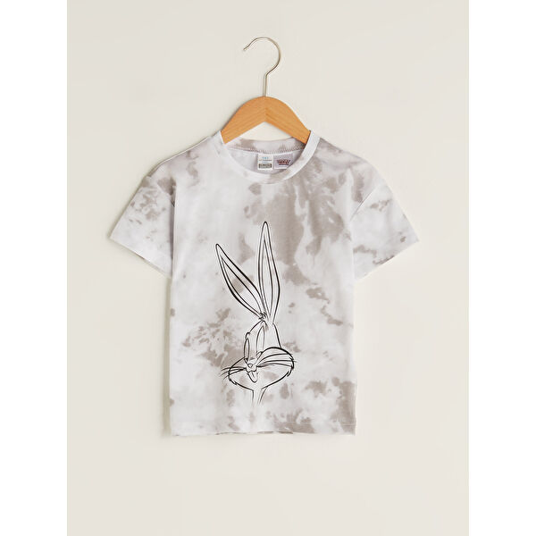 Bisiklet Yaka Bugs Bunny Baskılı Kısa Kollu Erkek Bebek Tişört Anne Oğul Kombini Bisiklet Yaka Bugs Bunny Baskılı Kısa Kollu Erkek Bebek Tişört Anne Oğul Kombini