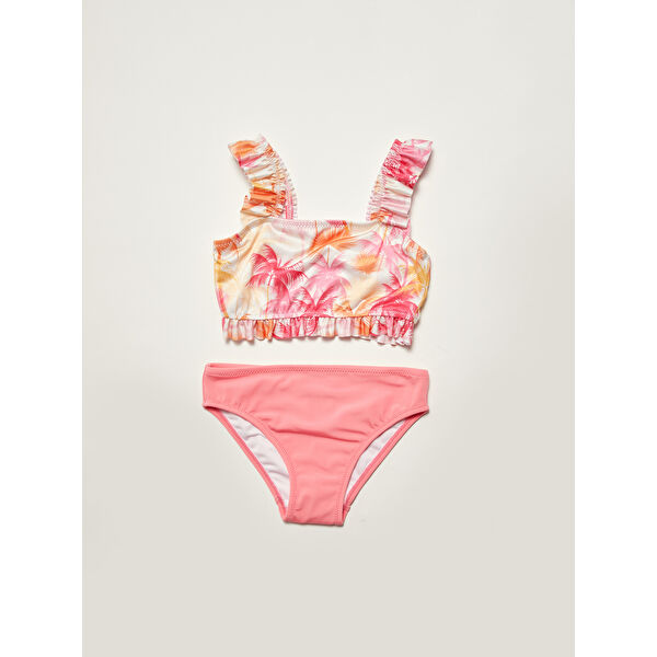 Esnek Kumaştan Baskılı Kız Çocuk Bikini