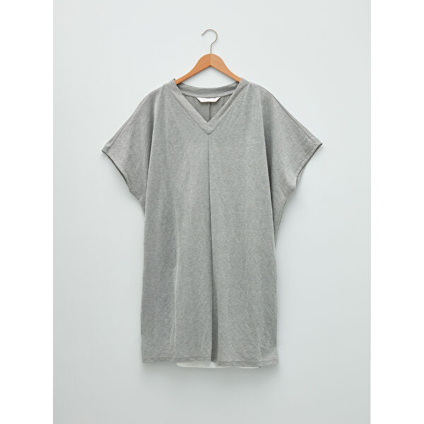 LCW DREAM V Yaka Düz Kısa Kollu Kadın Gecelik