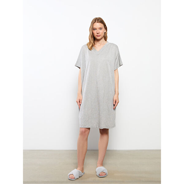 LCW DREAM V Yaka Düz Kısa Kollu Kadın Gecelik