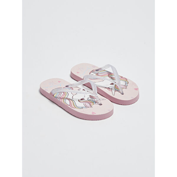 Baskılı Parmak Arası Kız Çocuk Plaj Terliği