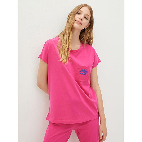 LCW DREAM Bisiklet Yaka Slogan Baskılı Kısa Kollu Kadın Caprili Pijama Takımı LCW DREAM Bisiklet Yaka Slogan Baskılı Kısa Kollu Kadın Caprili Pijama Takımı