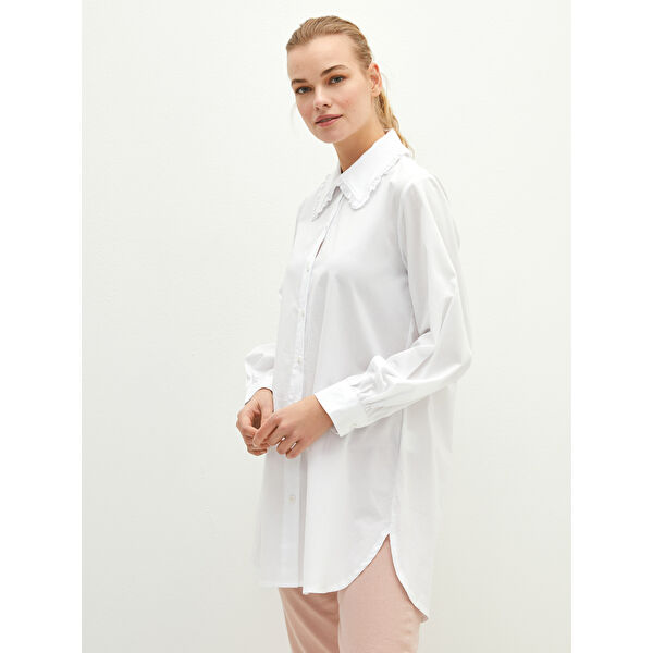 MODEST Bebe Yaka Düz Uzun Kollu Poplin Kadın Tunik MODEST Bebe Yaka Düz Uzun Kollu Poplin Kadın Tunik