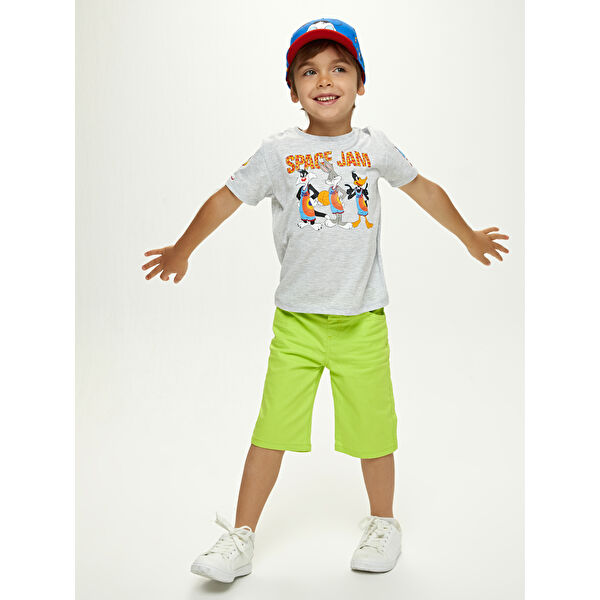 Bisiklet Yaka Space Jam Baskılı Kısa Kollu Erkek Çocuk Tişört