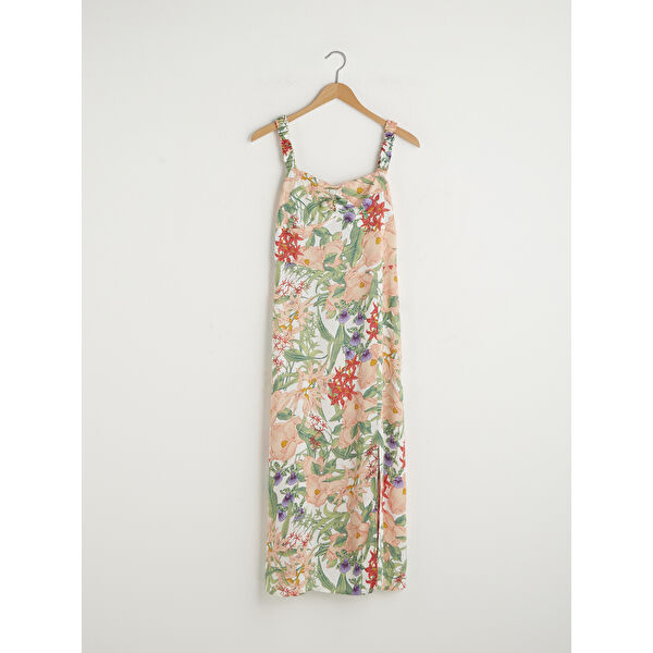 LCW CASUAL Askılı Desenli Viskon Kadın Elbise