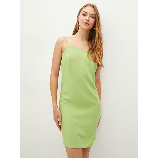 LCW CASUAL Askılı Düz Viskon Karışımlı Kumaş Kadın Elbise