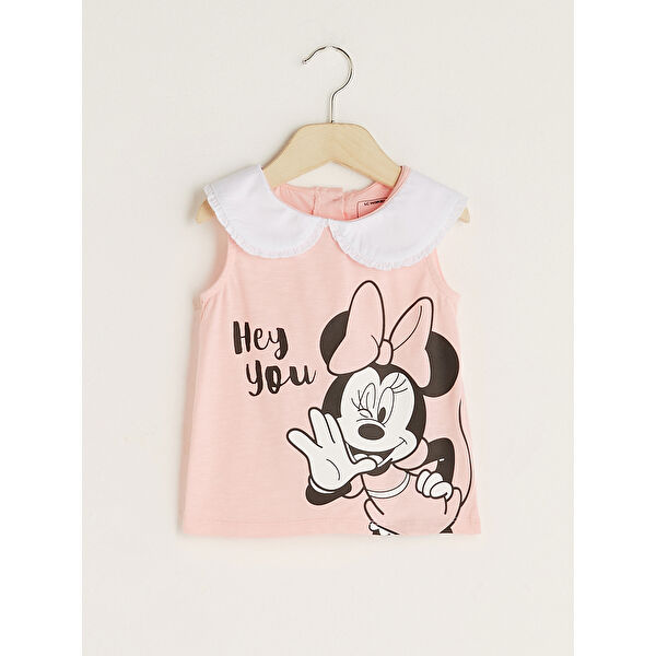 Bebe Yaka Minnie Mouse Baskılı Kız Bebek Atlet