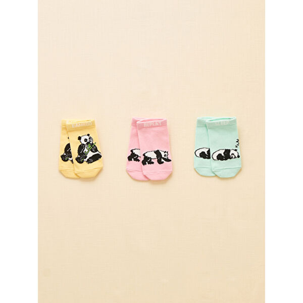 Desenli Organik Pamuklu Kız Çocuk Patik Çorap 3'lü Desenli Organik Pamuklu Kız Çocuk Patik Çorap 3'lü