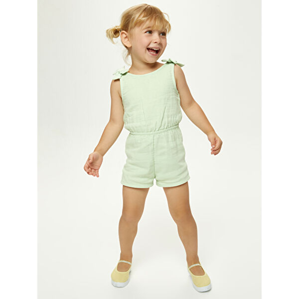 Bisiklet Yaka Basic Pamuklu Kız Bebek Salopet