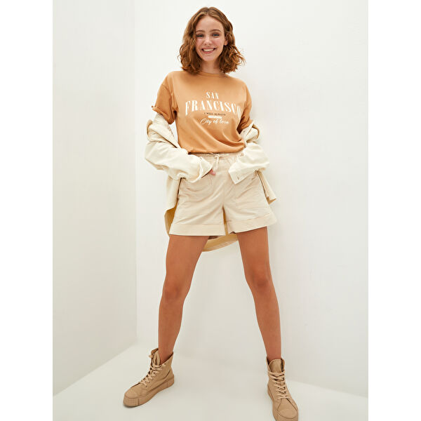 LCW CASUAL Beli Lastikli Cep Detaylı Gabardin Kumaş Kadın Şort