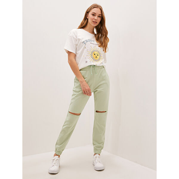 LCW CASUAL Beli Lastikli Cepli Yırtık Detaylı Kadın Eşofman Altı