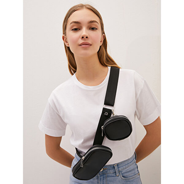 Deri Görünümlü Askılı Kadın Telefon Çantası