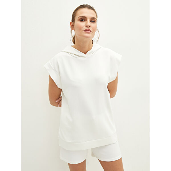 LCW CLASSIC Kapüşon Yaka Düz Kolsuz Kadın Tişört