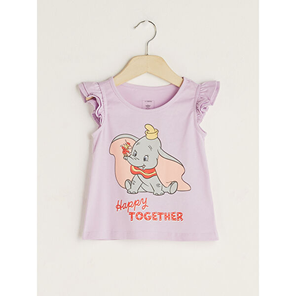 Bisiklet Yaka Dumbo Baskılı Kız Bebek Tişört