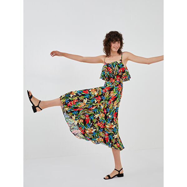 XSIDE Askılı Desenli A Kesim Kadın Elbise