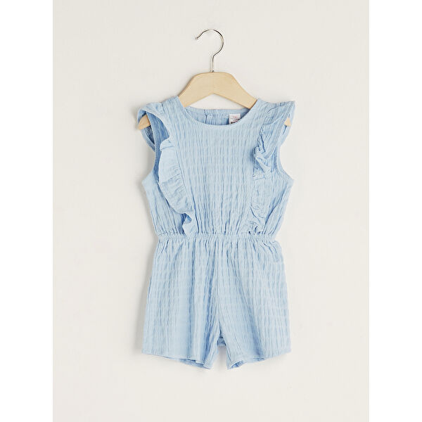 Bisiklet Yaka Basic Fırfır Detaylı Kız Bebek Salopet