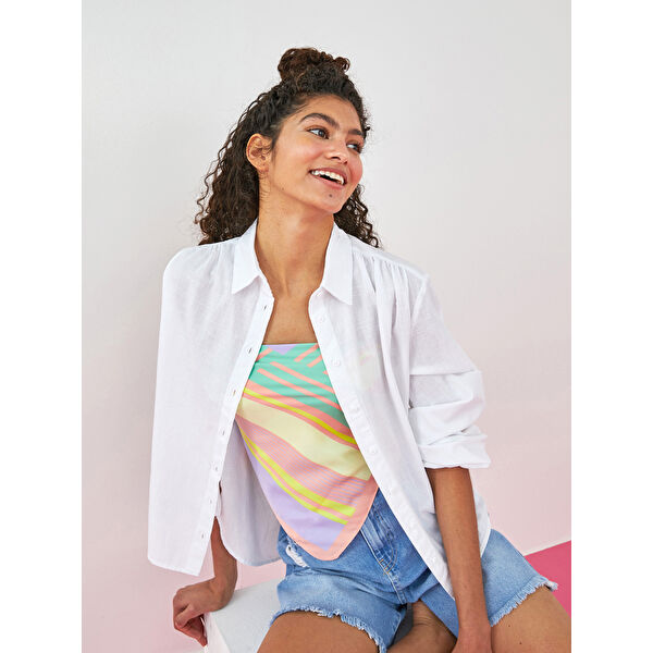 LCW CASUAL Önden Düğmeli Uzun Kollu Poplin Kadın Gömlek