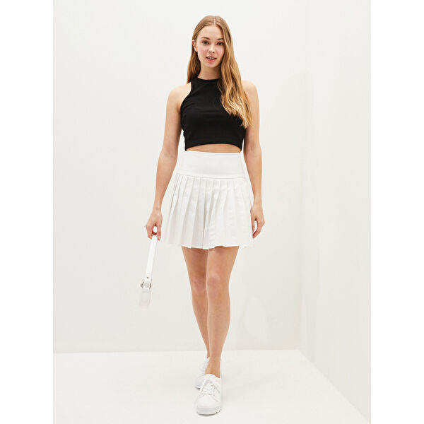 Beli Lastikli Vual Kumaş Kadın Pileli Etek Beli Lastikli Vual Kumaş Kadın Pileli Etek