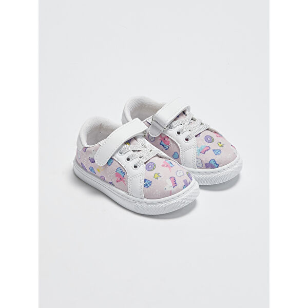 Baskılı Cırt Cırtlı Kız Bebek Spor Ayakkabı