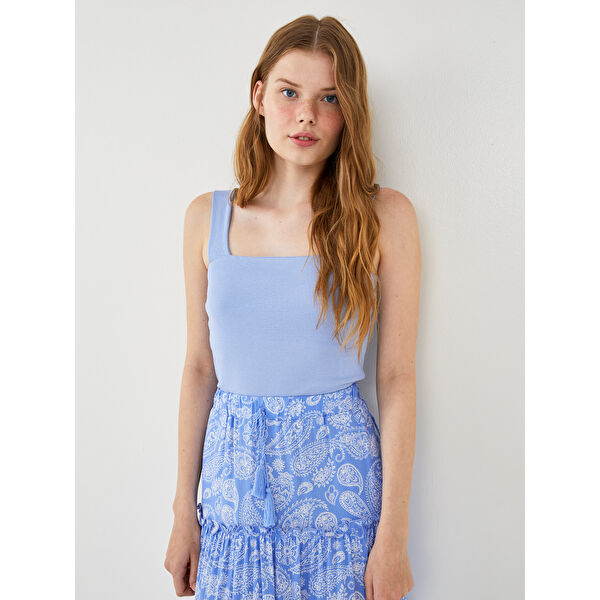 LCW CASUAL Kare Yaka Düz Askılı Kaşkorse Kumaş Kadın Atlet