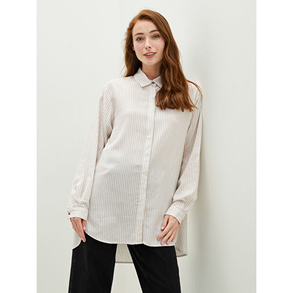 LCW CLASSIC Çizgili Gizli Düğme Kapamalı Uzun Kollu Kadın Gömlek LCW CLASSIC Çizgili Gizli Düğme Kapamalı Uzun Kollu Kadın Gömlek