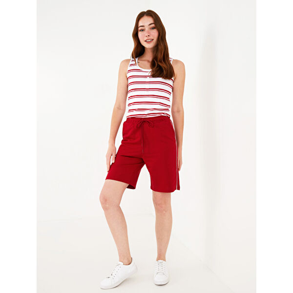 LCW BASIC Beli Lastikli Şerit Detaylı Cepli Kadın Bermuda Şort LCW BASIC Beli Lastikli Şerit Detaylı Cepli Kadın Bermuda Şort