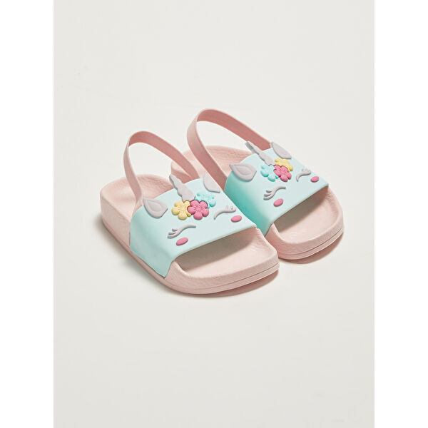 Tek Bantlı Aplikeli Kız Bebek Plaj Terliği